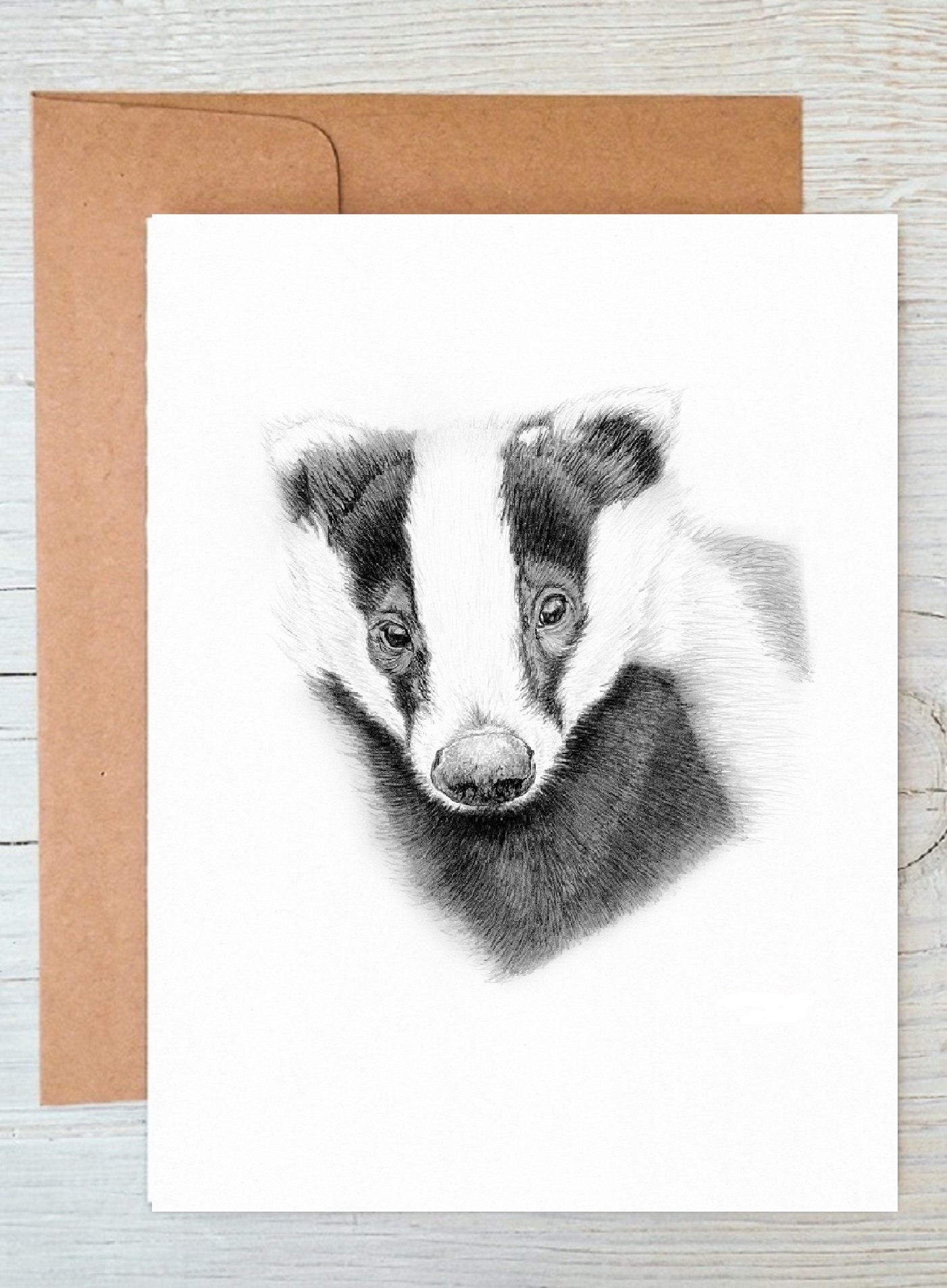 Badger no.2 Art Drawing Prints A4/A3 Size, Greetings/note Card card Can ...