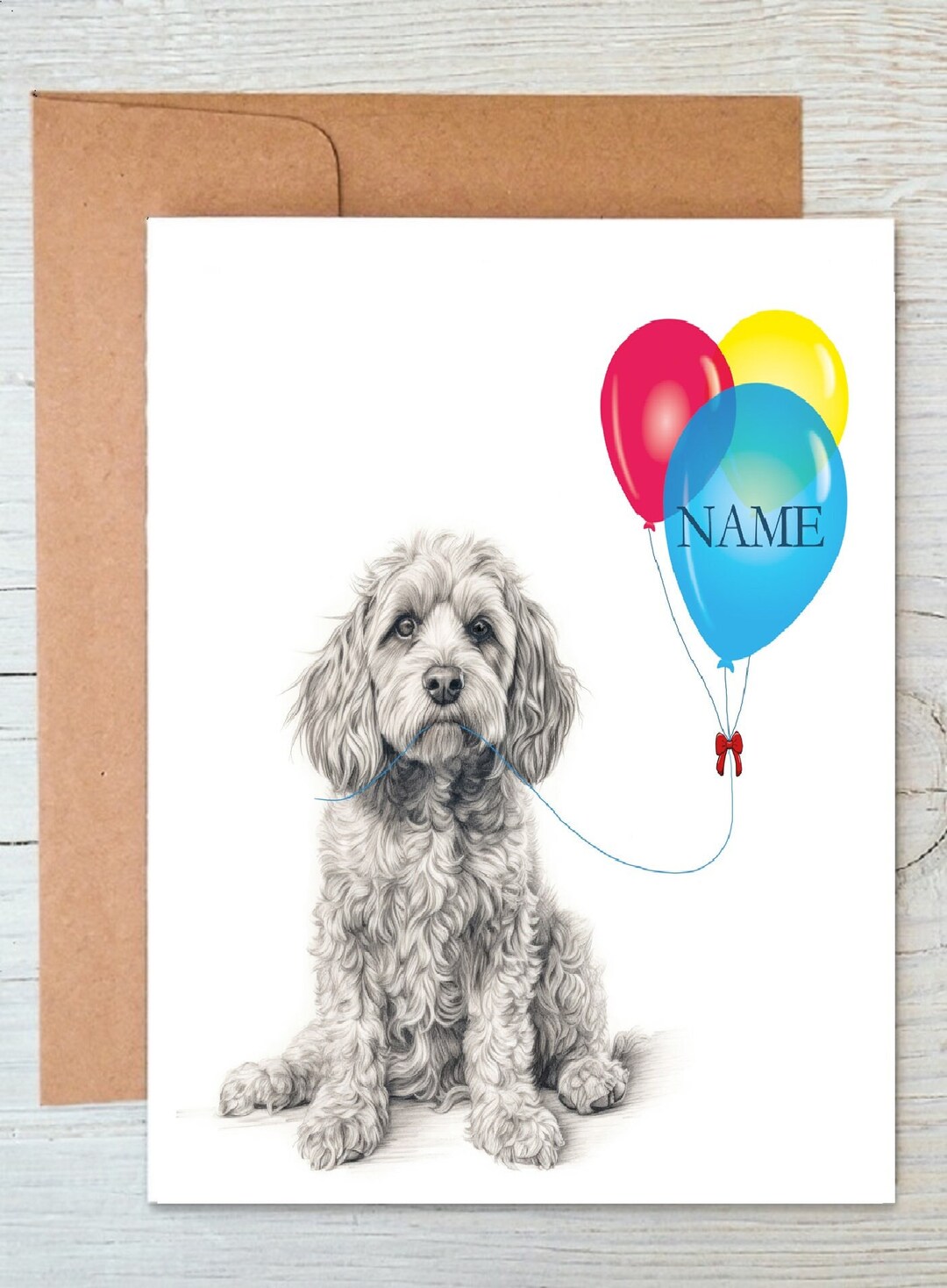 Cockerpoo (no.5) Cockapoo Cavapoo Dog Balloon Art Birthday Greetings ...