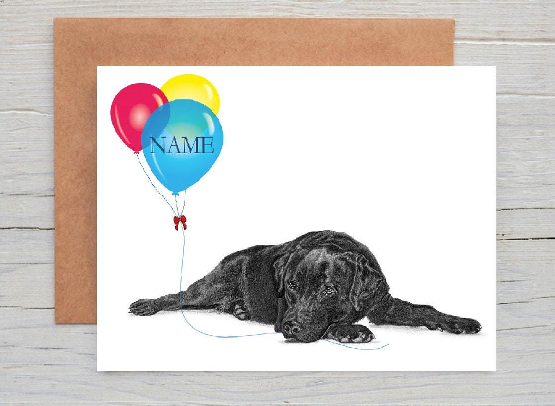 Black Labrador Dog Art Birthday Congratulations Well Done Greetings ...