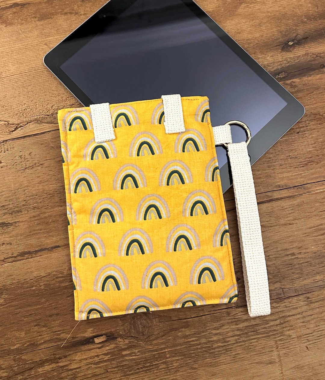 Handmade Padded Remarkable, Kobo Sleeve, Mustard Rainbow Kindle Pouch ...