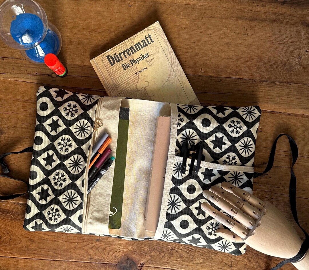 Handmade A5 Book Sleeve – Dark Green and White Patterned Organizer With ...