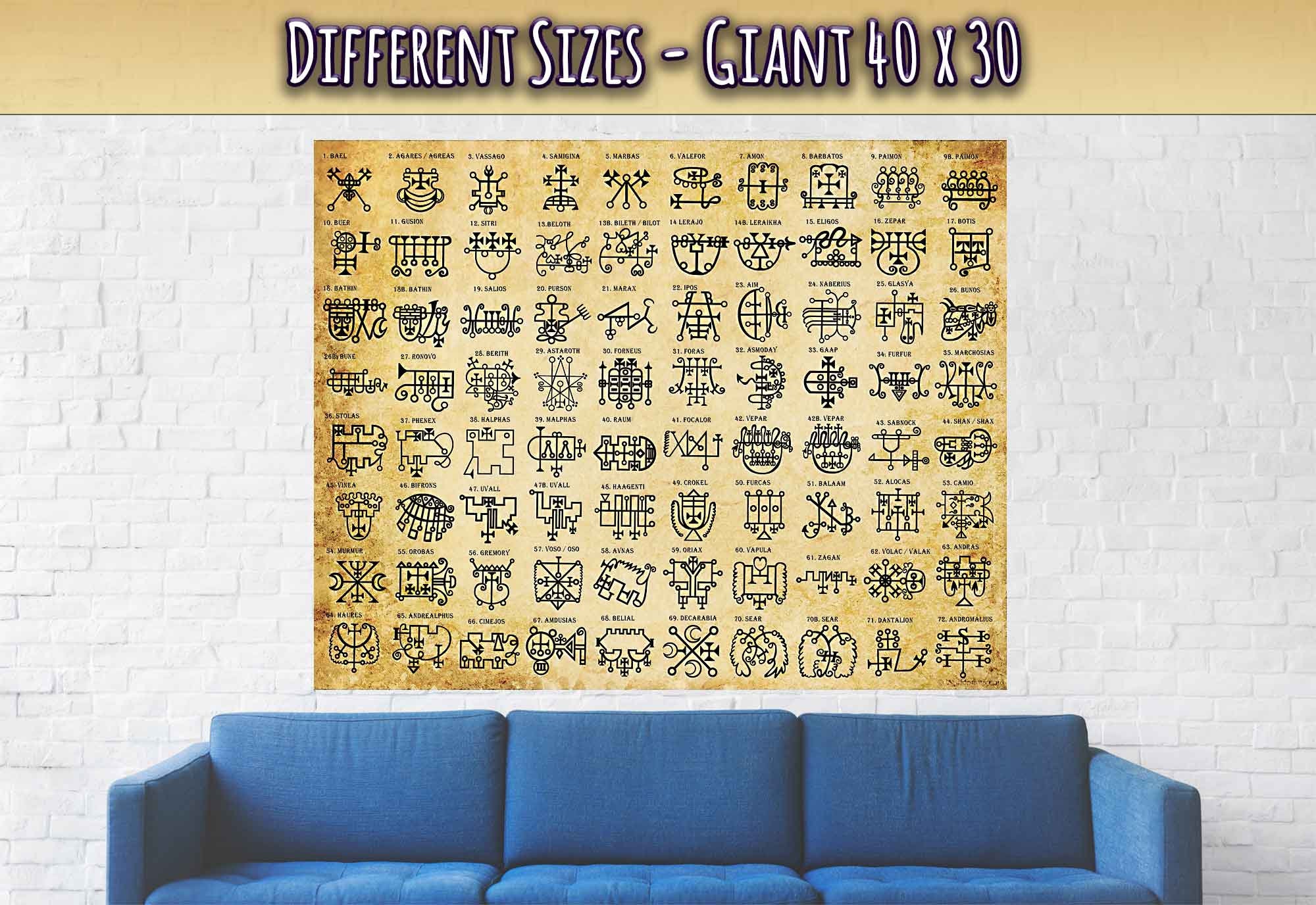 Goetia Sigils Poster Goetia Demons Poster Goetia Symbols Print Aged ...