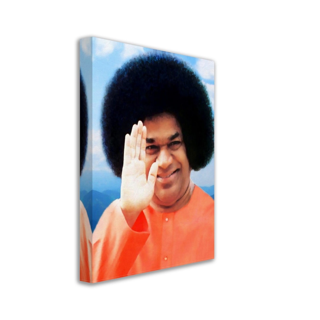 Sathya Sai Baba Canvas Vintage Photo Iconic Sathya Sai Baba Canvas ...