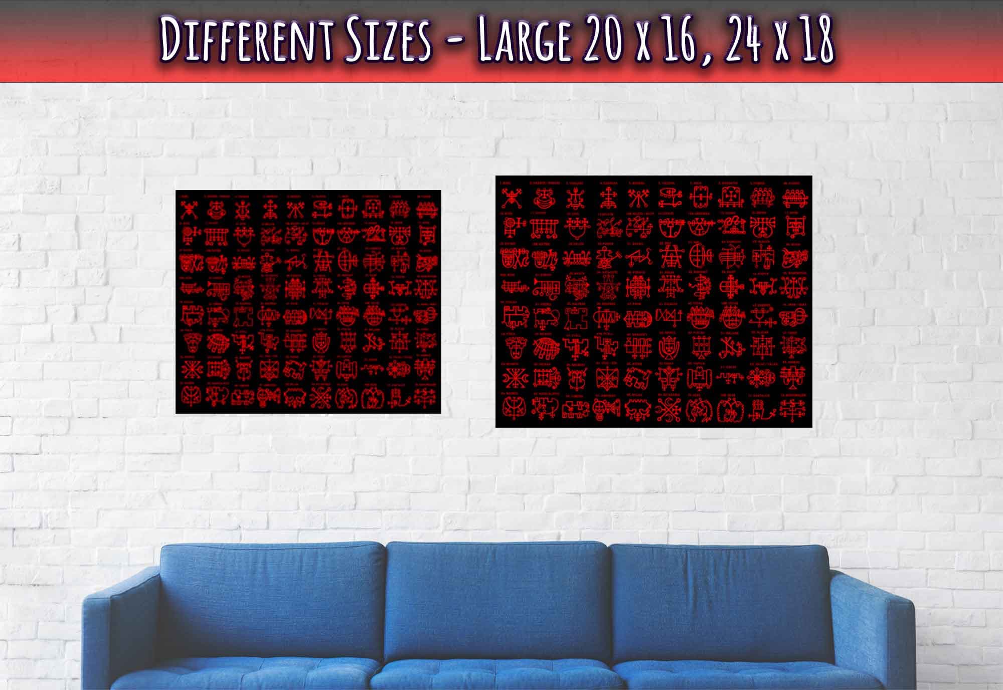 Goetia Sigils Poster, Red on Black, Goetia Demons Poster Goetia Symbols ...