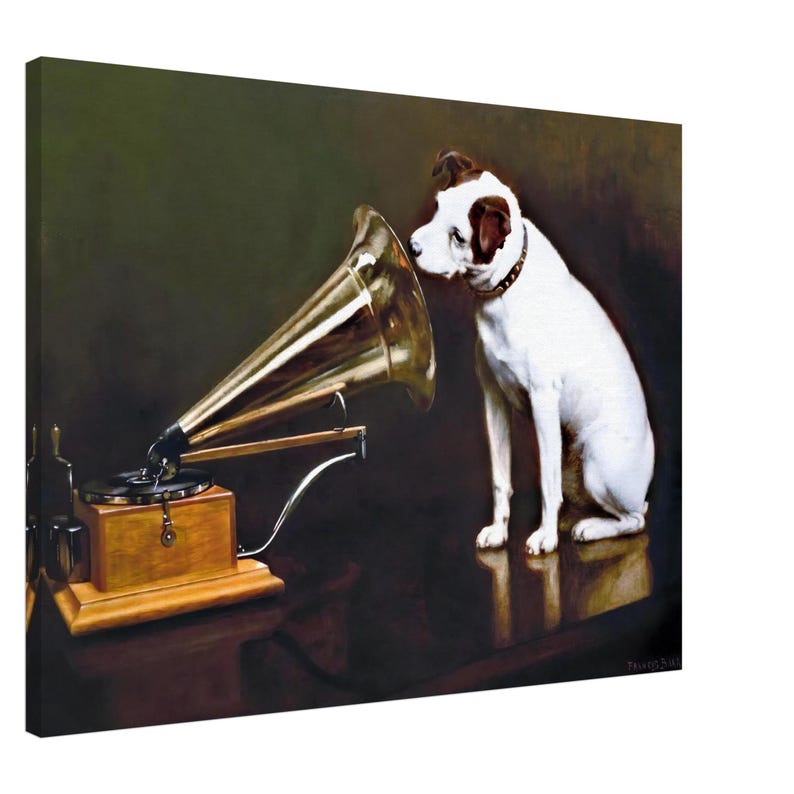 His Masters Voice Nipper HMV Dog Vintage Canvas Wall Art Retro ...