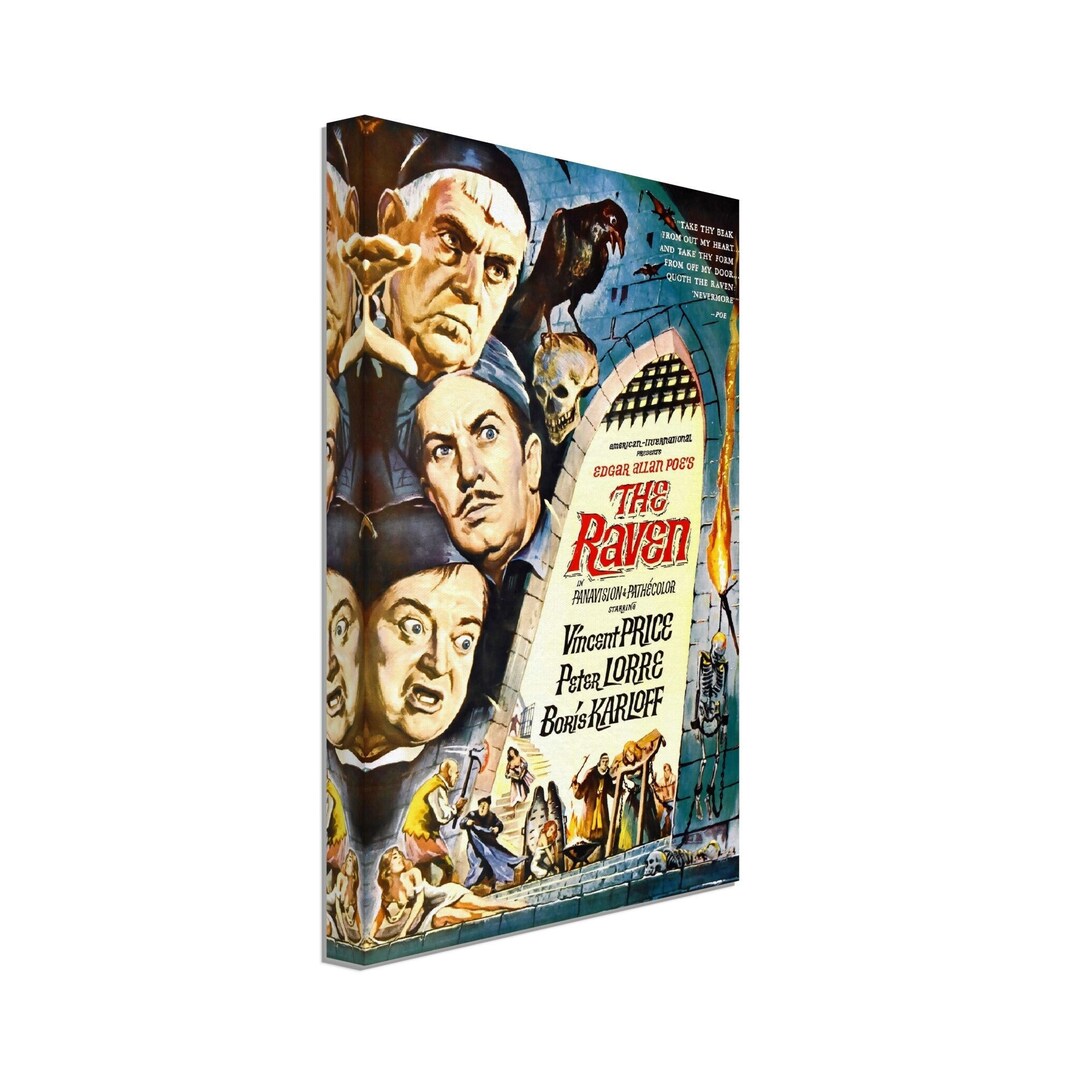 The Raven 1963 Movie Poster Canvas, Vincent Price, Peter Lorre, Boris ...
