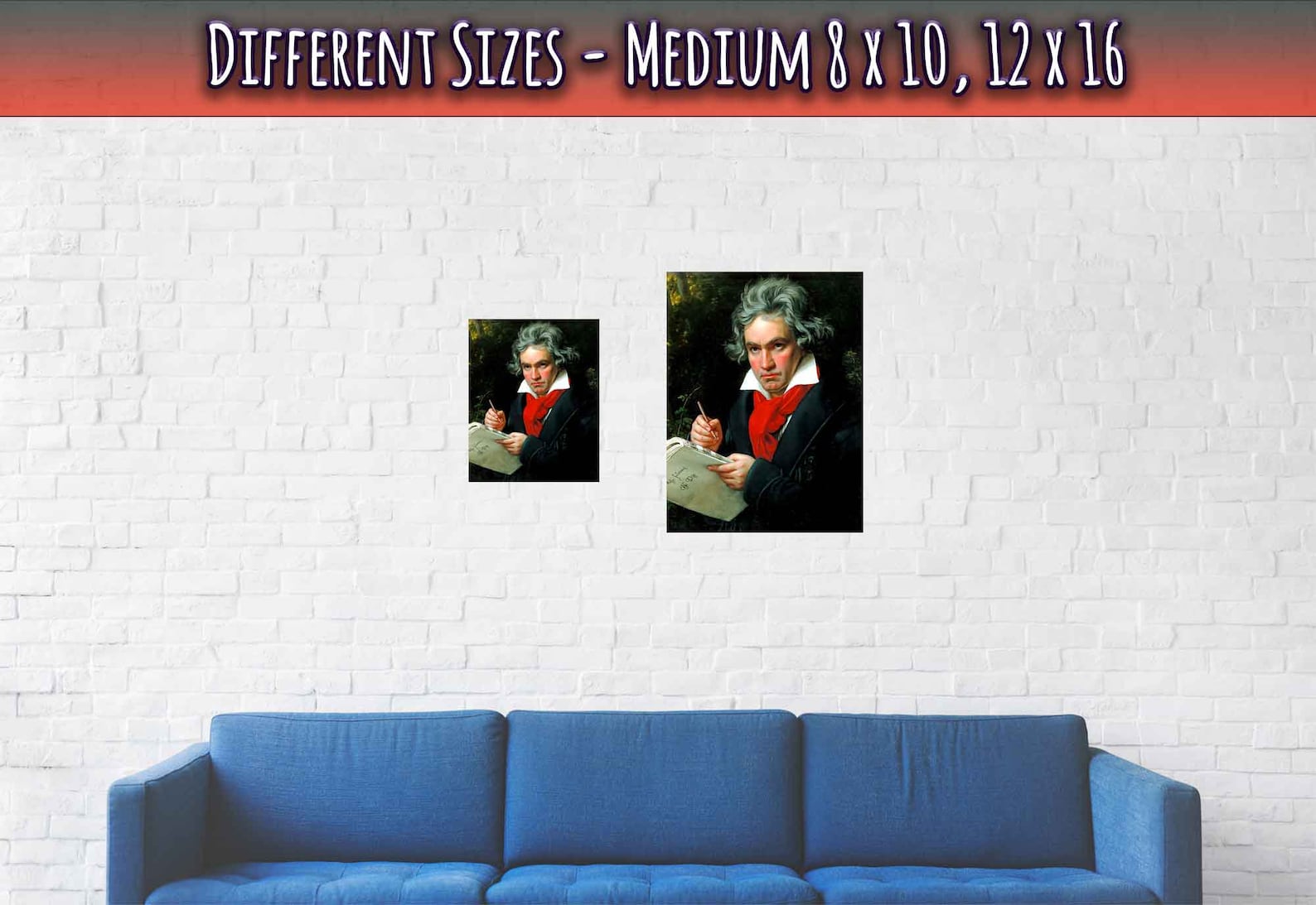 Beethoven Poster, 18th Century Composer, Vintage Portrait Print Ludwig ...