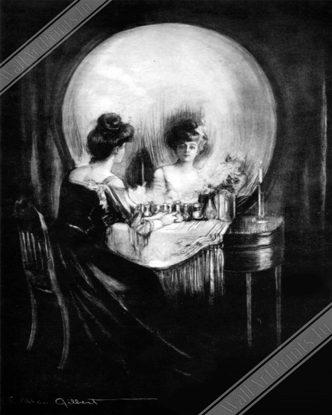 All is Vanity Poster: Human Skull Illusion Art Print by C. Allan ...