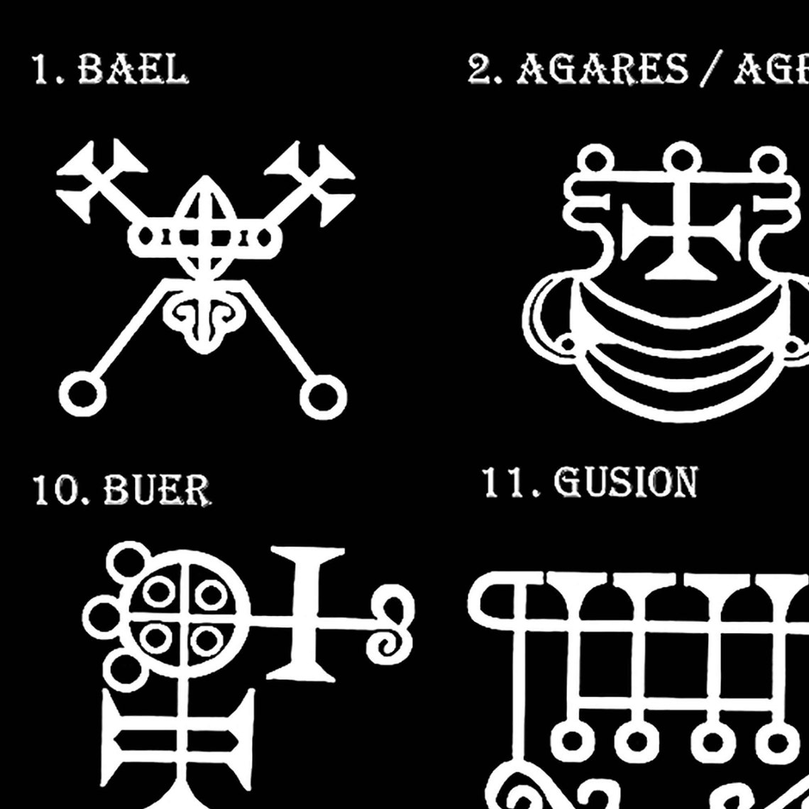 Goetia Sigils Poster, White on Black, Goetia Demons Poster Goetia ...