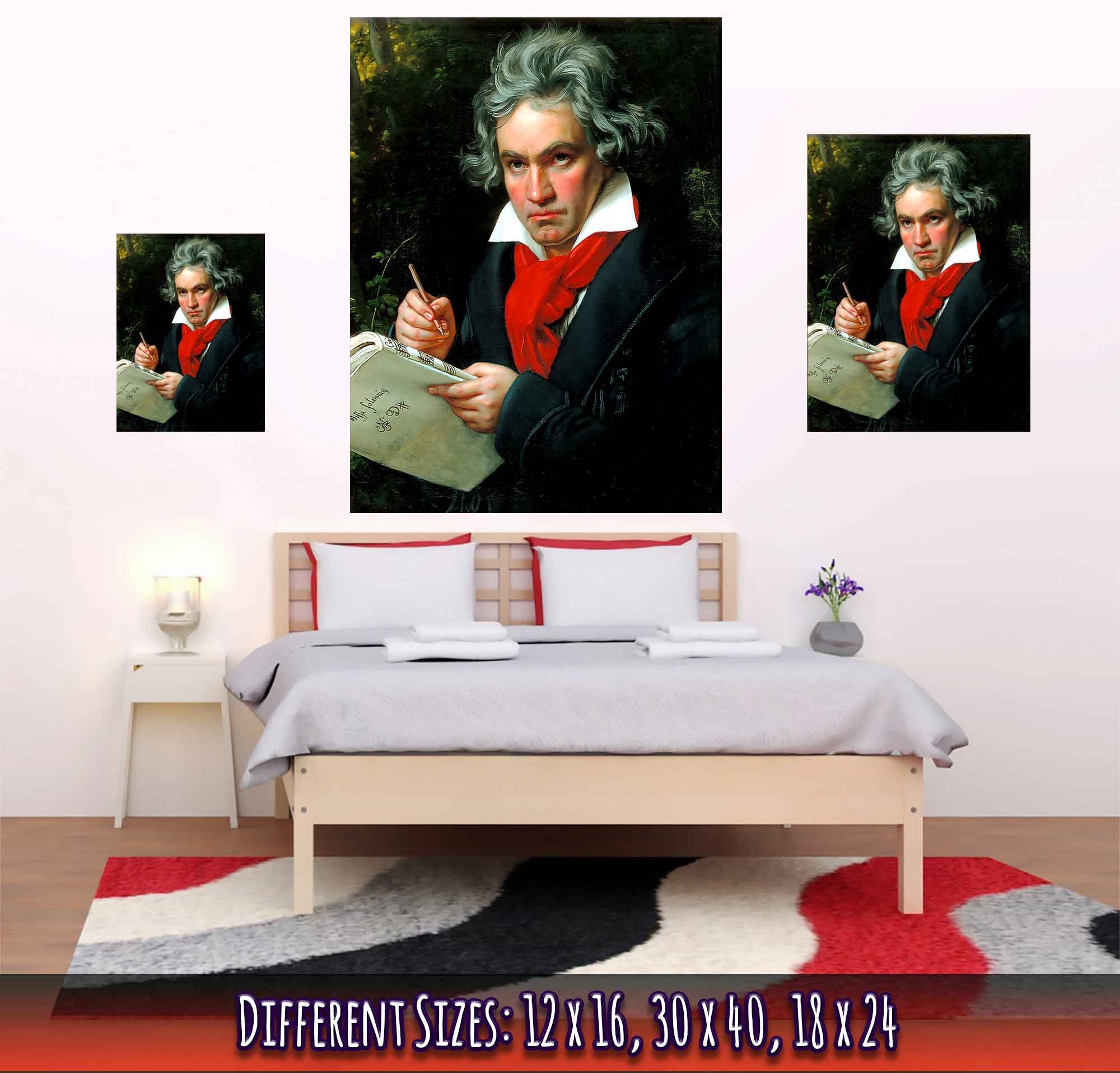 Beethoven Poster, 18th Century Composer, Vintage Portrait Print Ludwig ...