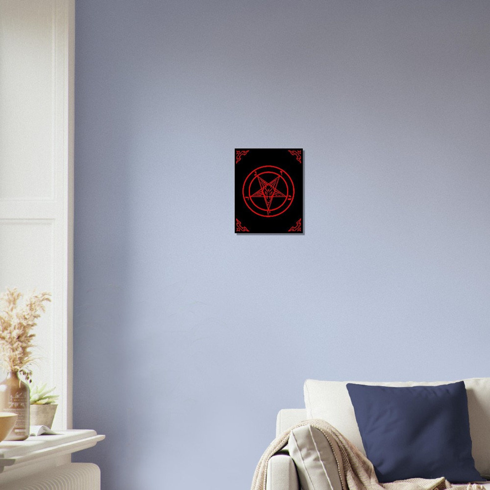 Satanic Goat Poster Red on Black - Sigil of Baphomet Poster - Satanic ...