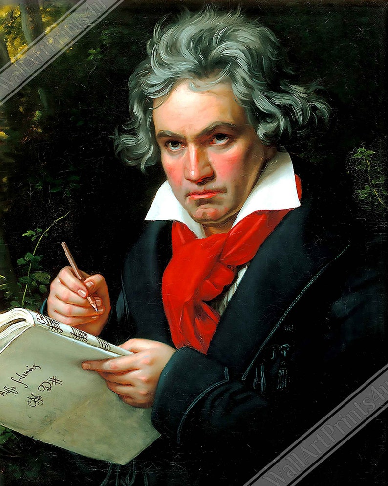 Beethoven Poster, 18th Century Composer, Vintage Portrait Print Ludwig ...