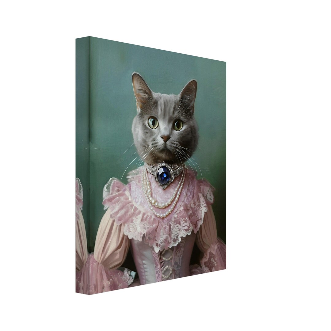 Princess Pet Portrait Canvas, Custom Cat / Dog Painting, Canvas ...