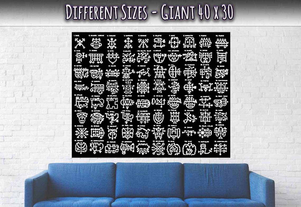 Goetia Sigils Poster, White on Black, Goetia Demons Poster - Goetia ...