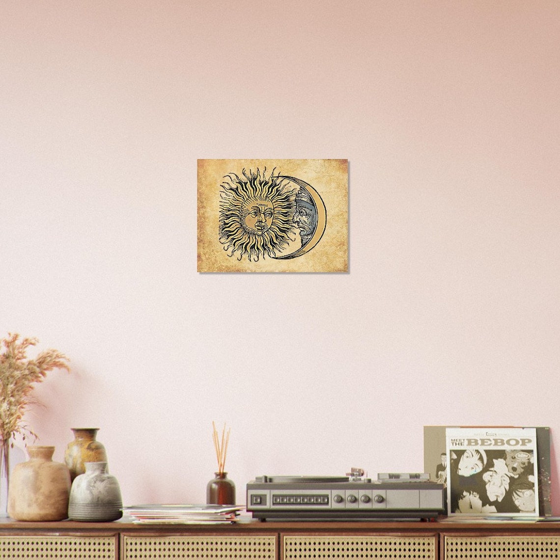 Sun Moon Poster Vintage Sun and Moon Poster Print Aged - Etsy