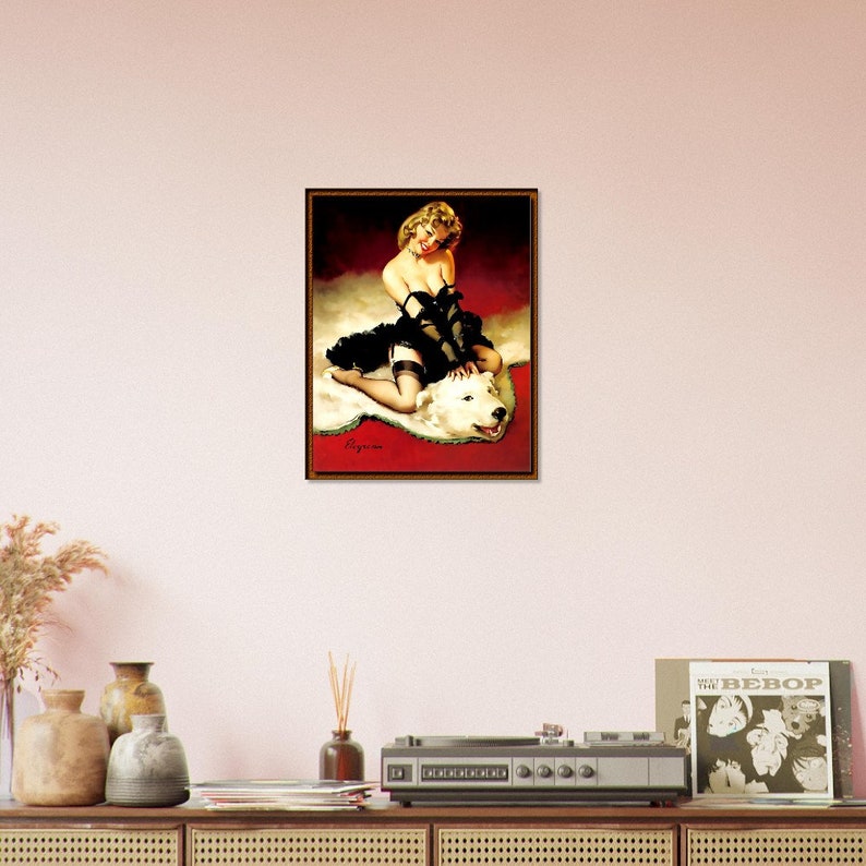 Vintage Pin up Girl Poster, Gil Elvgren, Bear Skin Rug Vintage Art ...