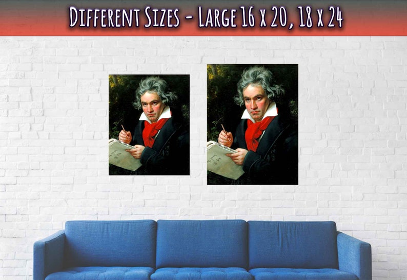 Beethoven Poster, 18th Century Composer, Vintage Portrait Print Ludwig ...
