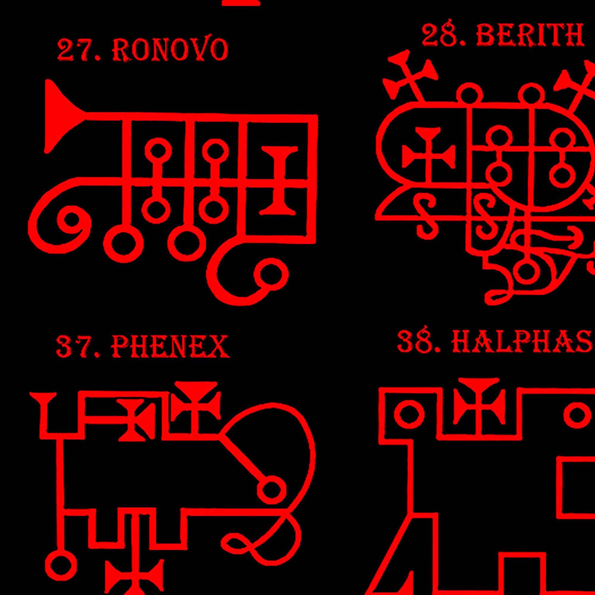 Goetia Sigils Poster, Red on Black, Goetia Demons Poster Goetia Symbols ...