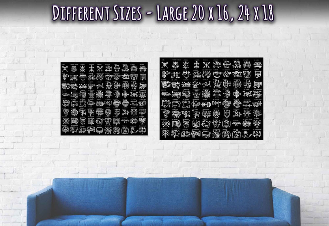 Goetia Sigils Poster, White on Black, Goetia Demons Poster - Goetia ...