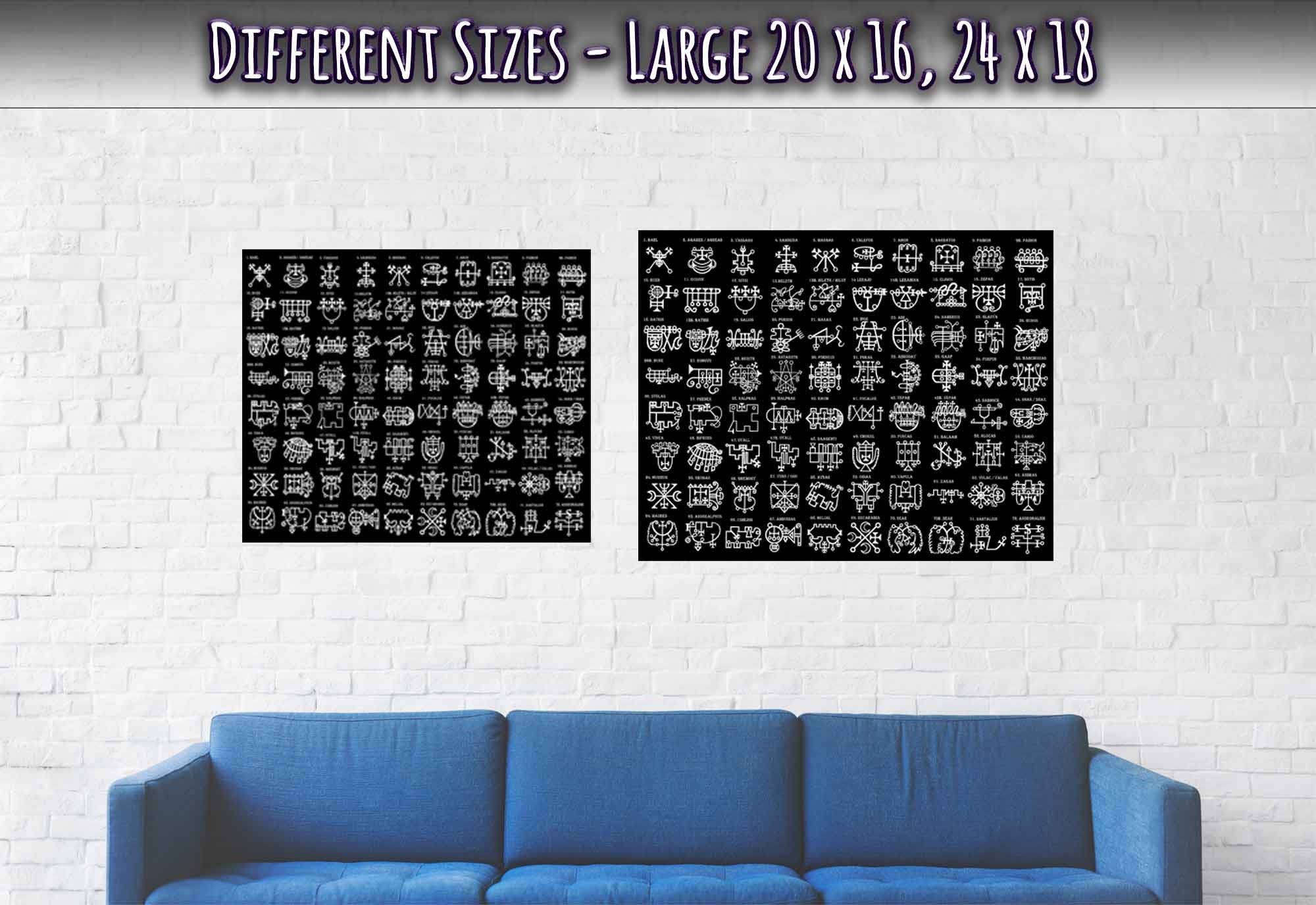 Goetia Sigils Poster, White on Black, Goetia Demons Poster - Goetia ...