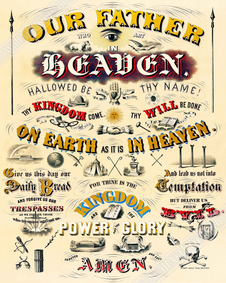 The Lords Prayer Poster, Ehrgott and Forbriger Vintage Lords Prayer UK ...