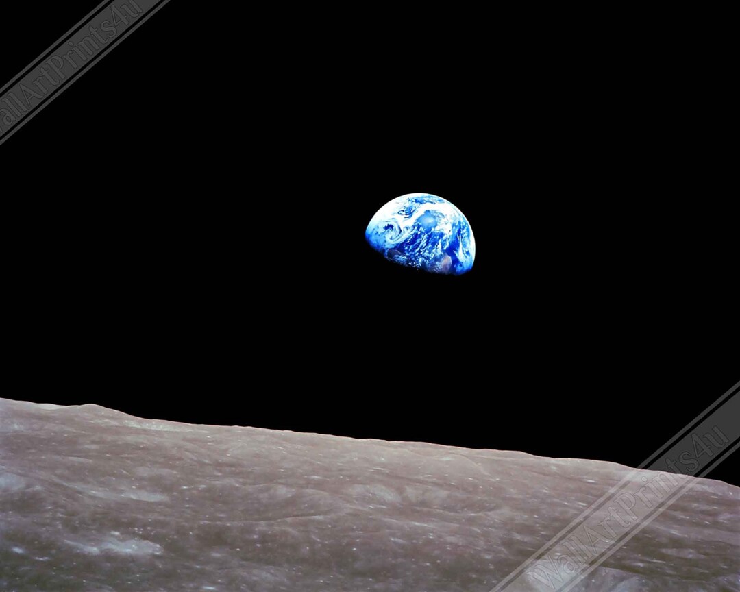 Earthrise Poster, Famous Photo Print From 1968, Shot From the Moon ...