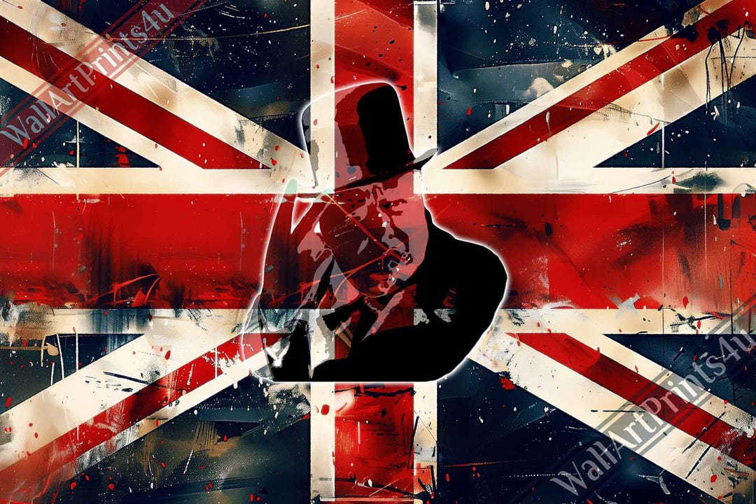 Winston Churchill Union Jack Flag Print: Grungy British Wall Art - Etsy