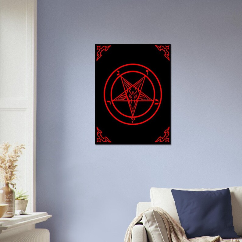 Satanic Goat Poster Red on Black Sigil of Baphomet Poster - Etsy