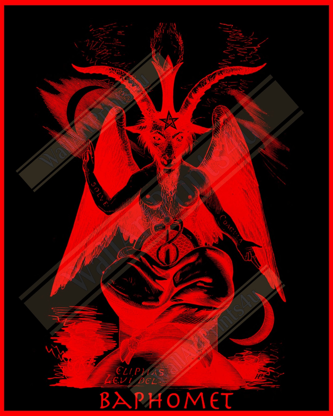 Baphomet Poster: Red Devil Halloween Wall Art - Etsy