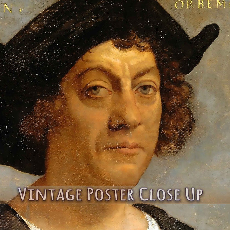 Christopher Columbus Poster, Vintage Portrait Christopher Columbus ...