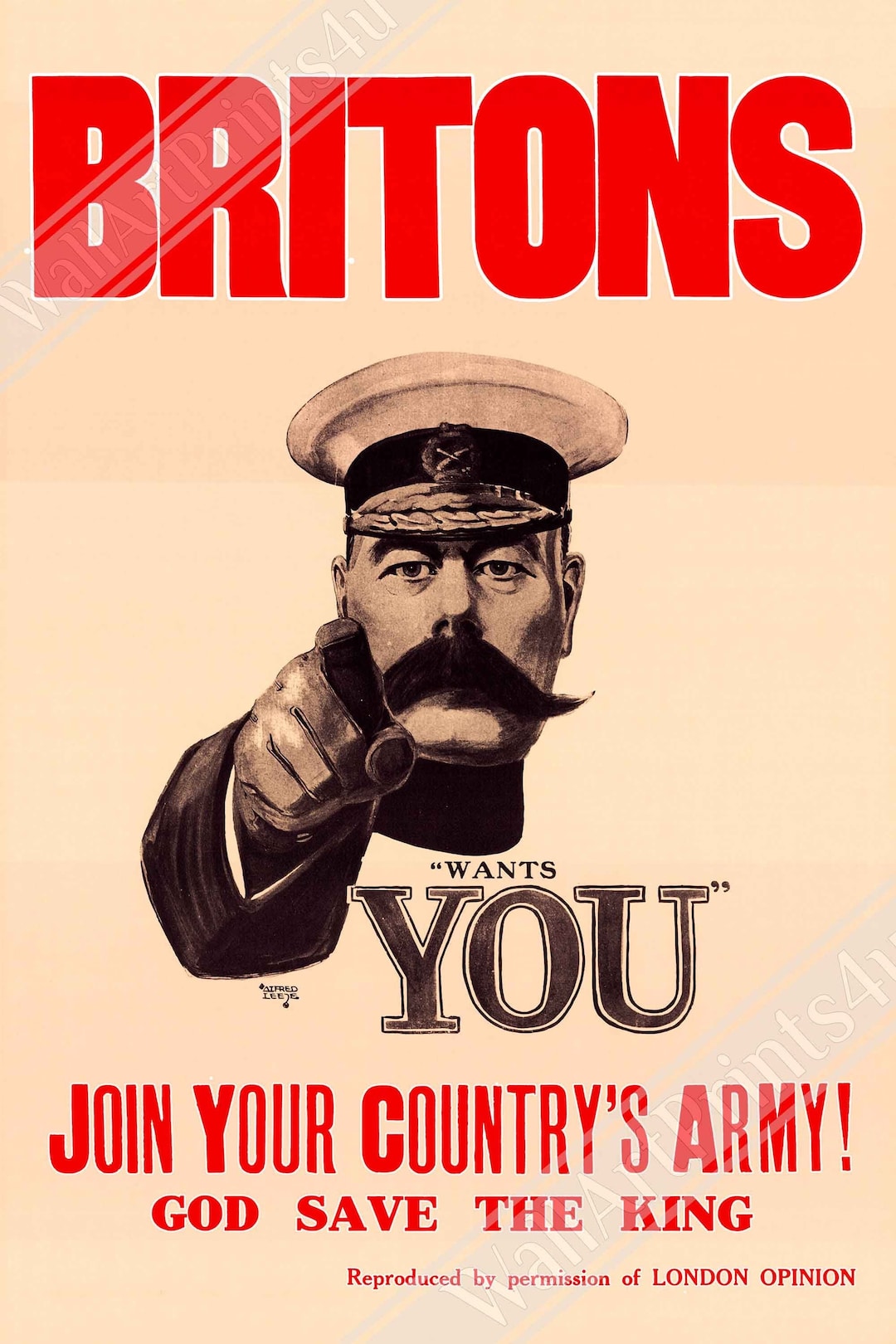 Lord Kitchener Poster: Vintage World War 1 Propaganda Art Print - Etsy
