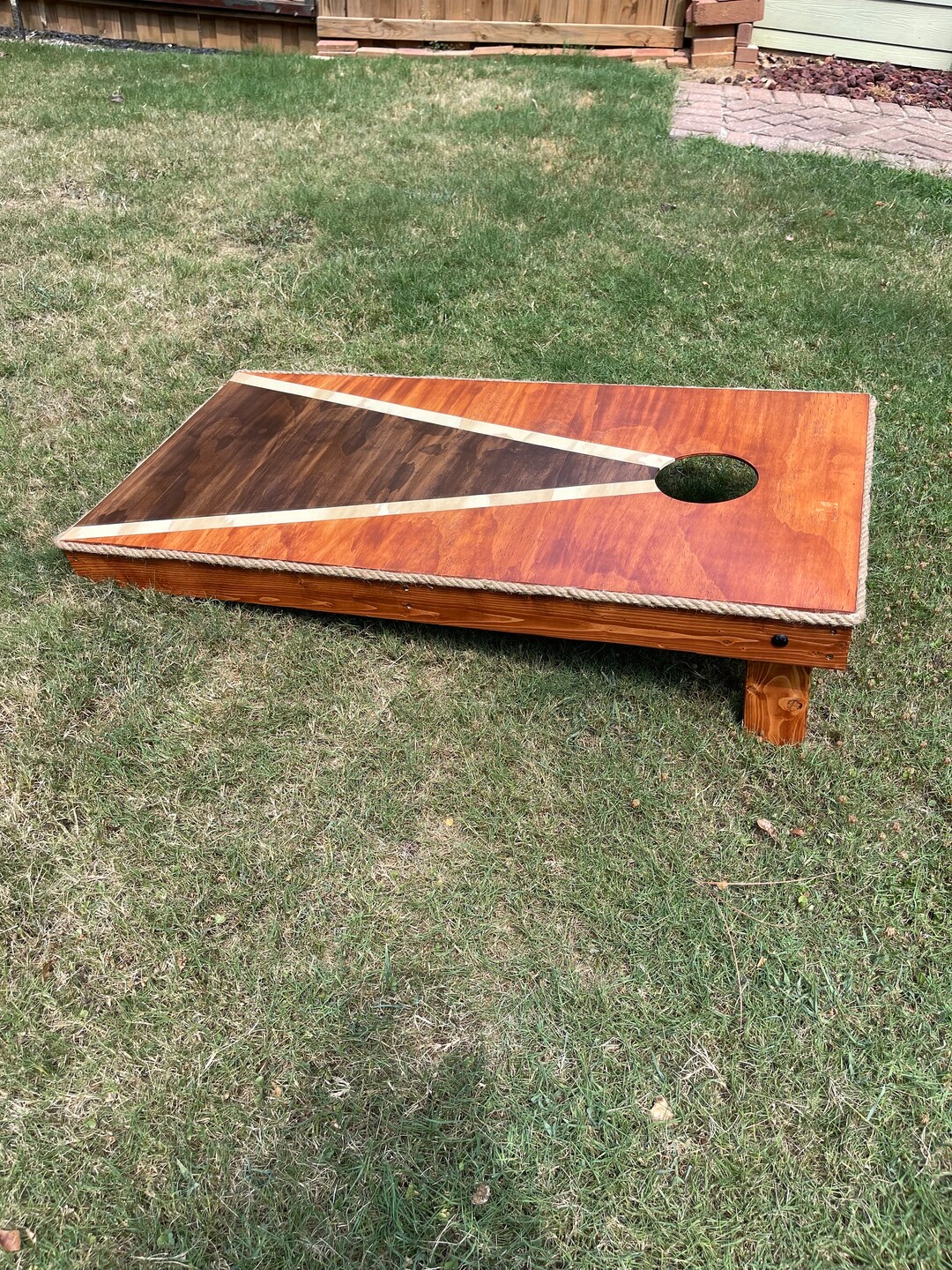 Cornhole Boards, Stained W/ Jute Rope Around Edge, ACA Regulation - Etsy