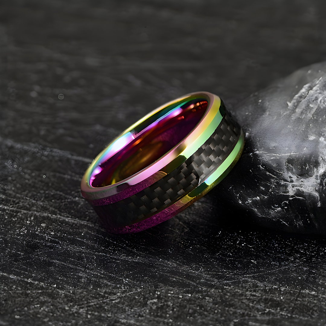 The Sprite Tungsten Ring, Sprite Tungsten Wedding Band, Rainbow ...