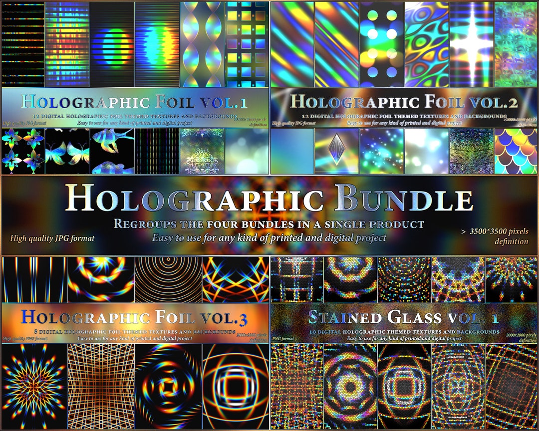 Holographic Bundle Group 4 Packs With 42 Patterns - Etsy