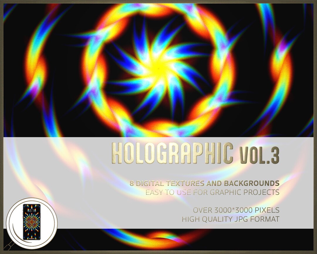 Holographic Pack Volume 3 - Bundle of 8 Digital Paper Patterns - High ...