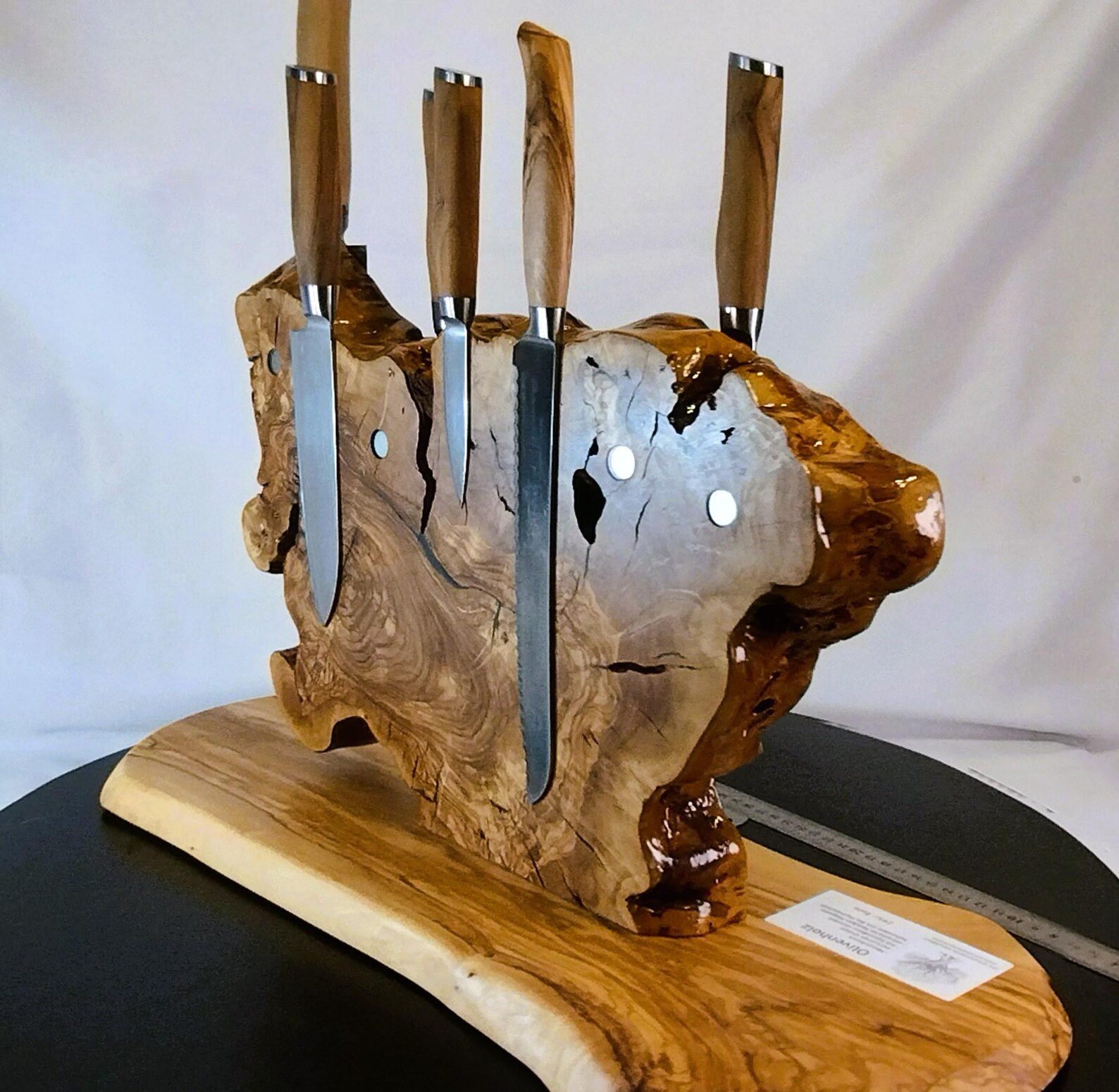 X-large Knife Block for Several Knives / Damask Knives Magnetic Olive ...