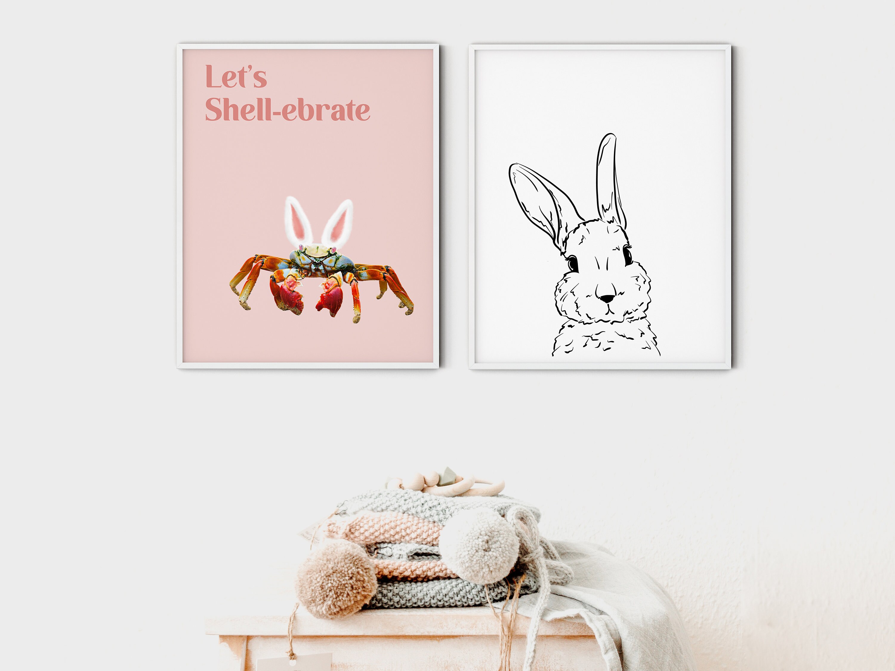 Bunny Ink Drawing, Easter Wall Art, Minimalist Rabbit Drawing, Spring ...