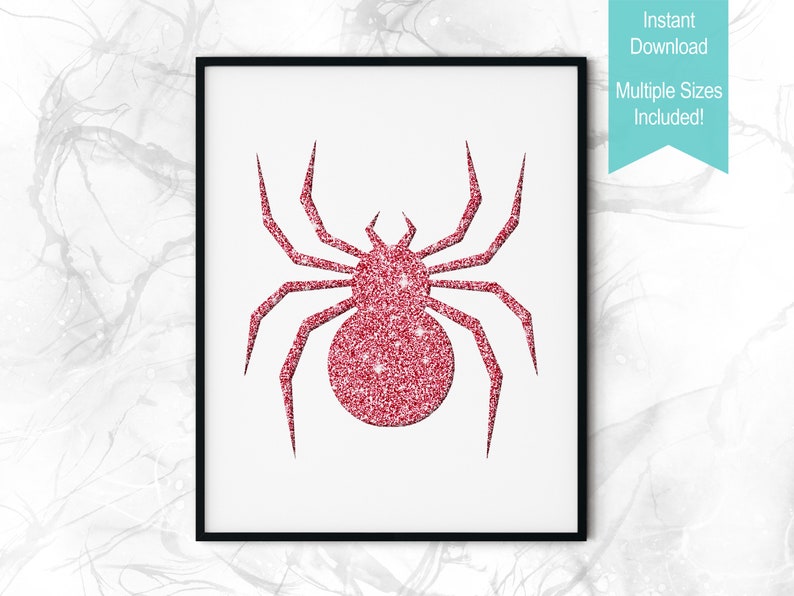 Spider Printable Pink Glitter Spider Wall Art Glam Halloween - Etsy