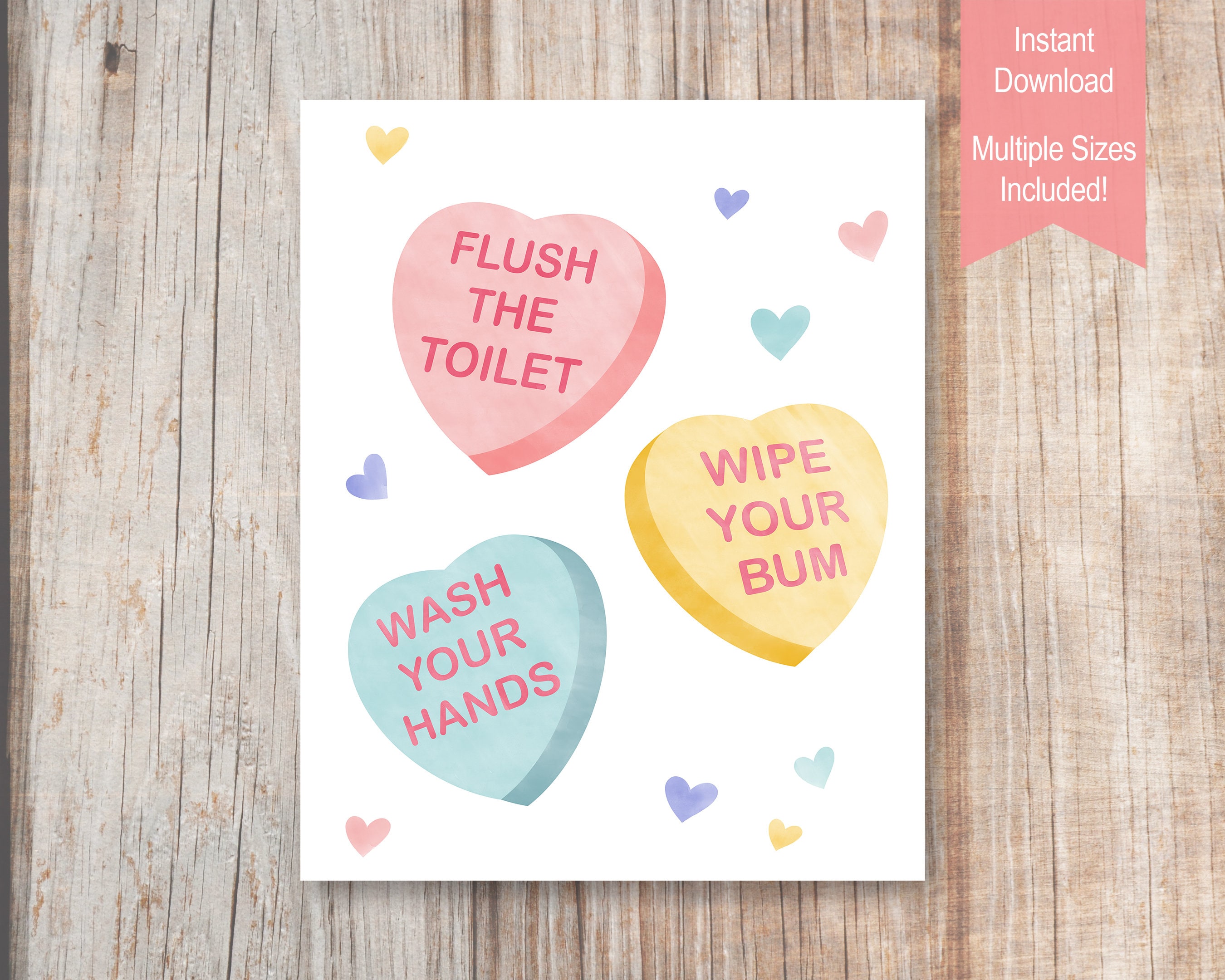 Kids Bathroom Art Printable, Valentines Day Bathroom, Conversation ...