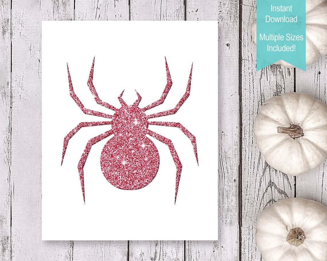 Spider Printable Pink Glitter Spider Wall Art Glam Halloween - Etsy