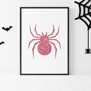 Spider Printable Pink Glitter Spider Wall Art Glam Halloween - Etsy