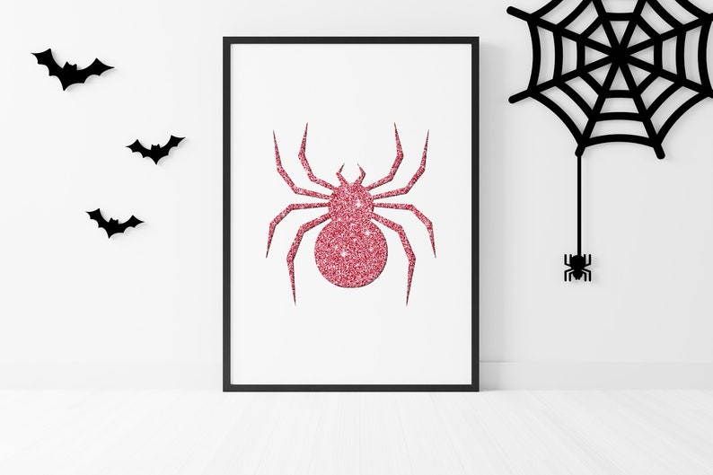 Spider Printable Pink Glitter Spider Wall Art Glam Halloween - Etsy