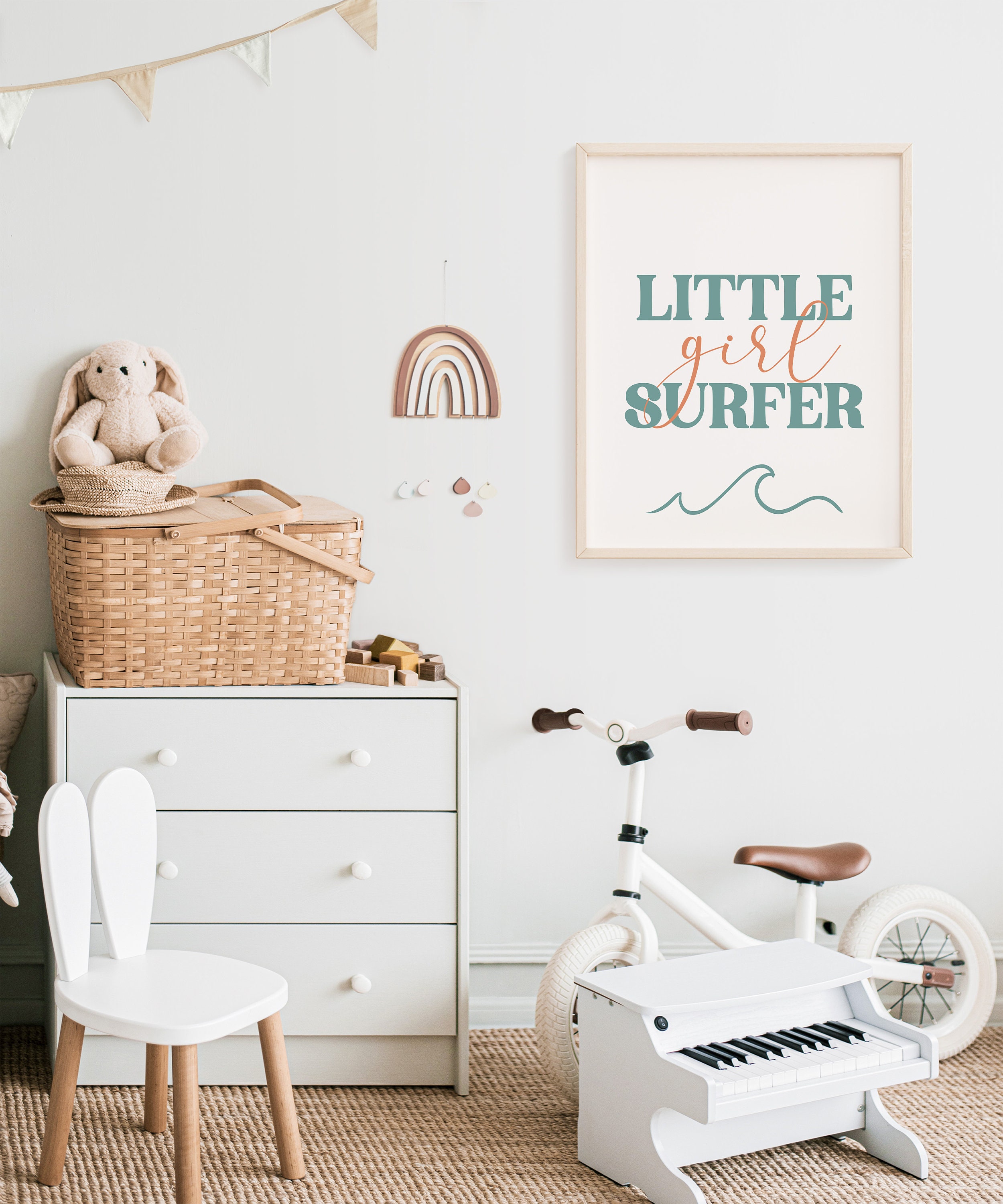 Little Surfer Girl Nursery Printable, Baby Shower Surfboard Theme, New ...