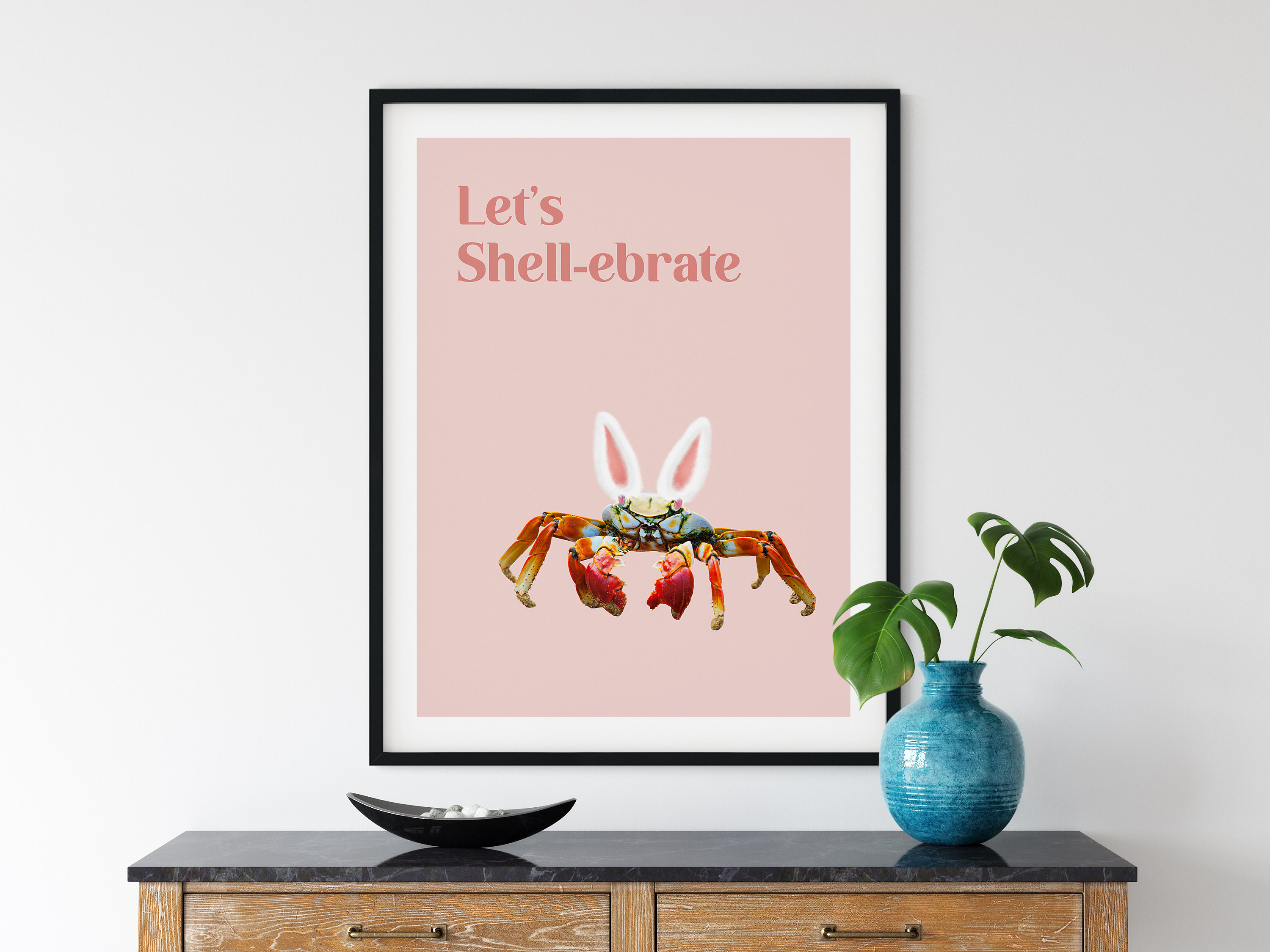 Easter Wall Art, Let's Shellebrate Printable Easter Poster, Funny ...