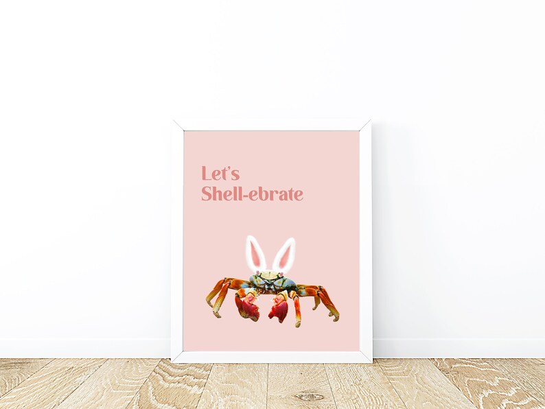 Easter Wall Art, Let's Shellebrate Printable Easter Poster, Funny ...