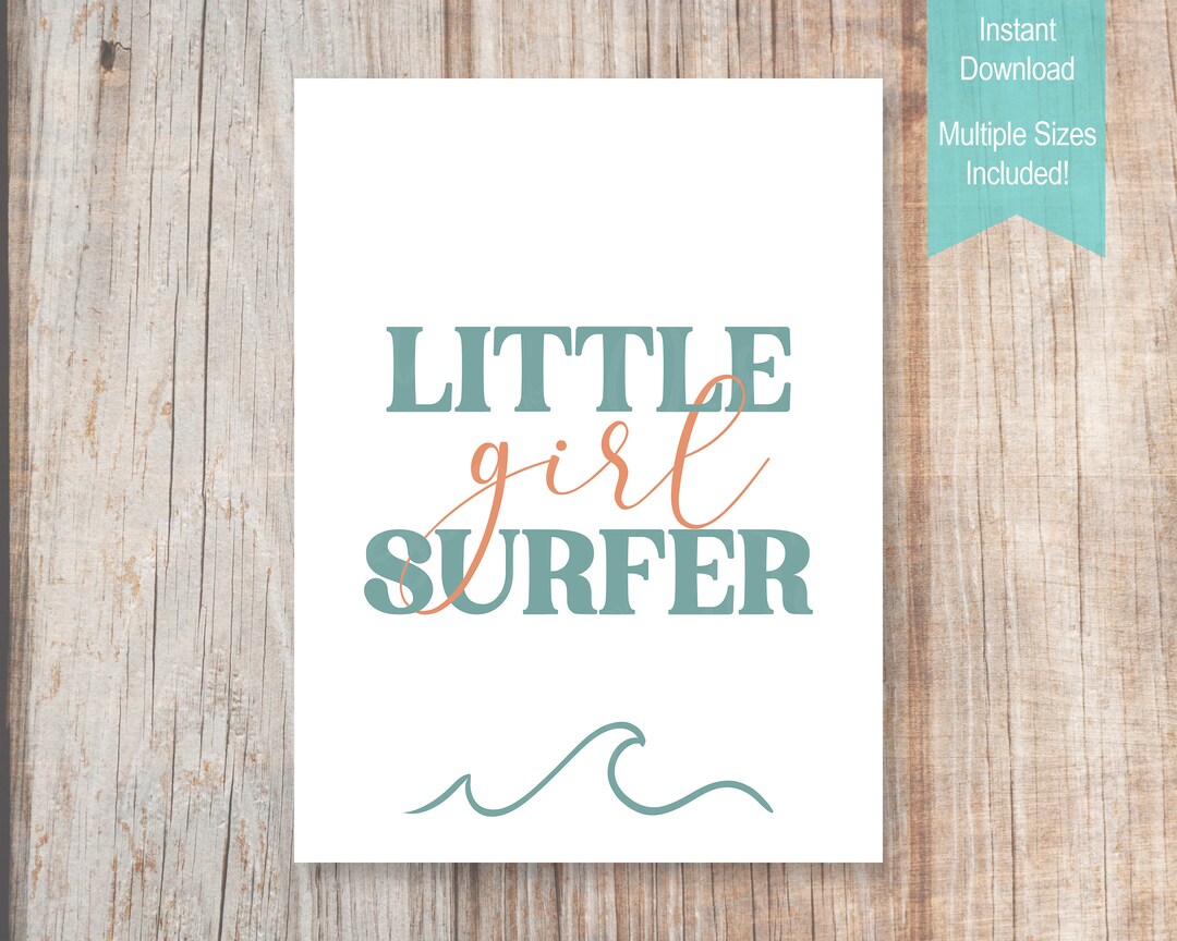 Little Surfer Girl Nursery Printable, Baby Shower Surfboard Theme, New ...
