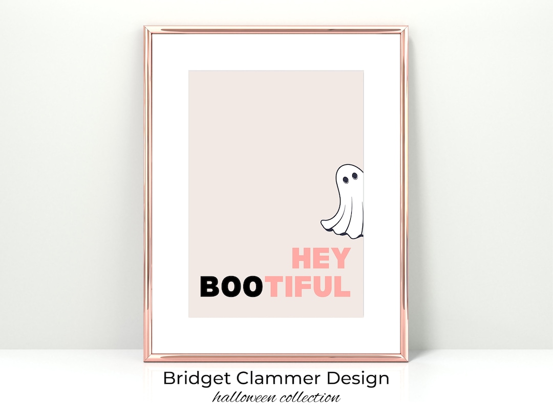 Hey Bootiful Halloween Wall Art Printable | Trendy Cute Halloween Decor ...