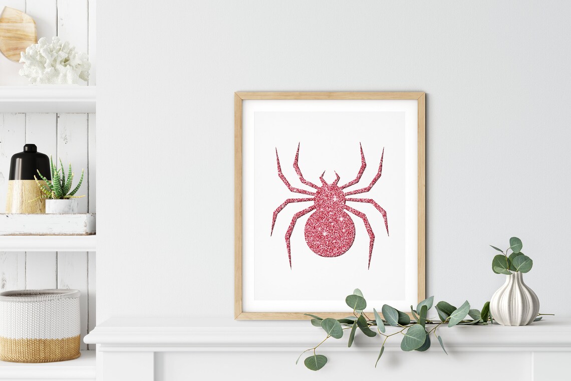 Spider Printable Pink Glitter Spider Wall Art Glam Halloween - Etsy