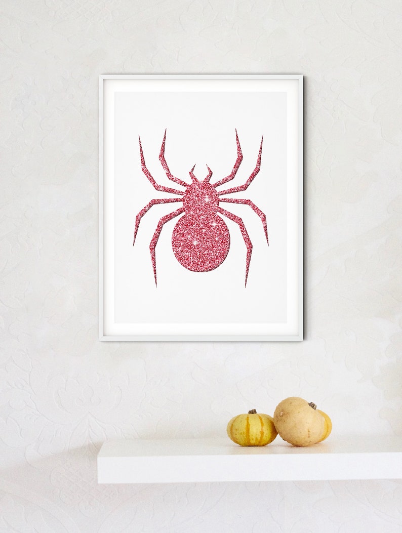 Spider Printable Pink Glitter Spider Wall Art Glam Halloween - Etsy