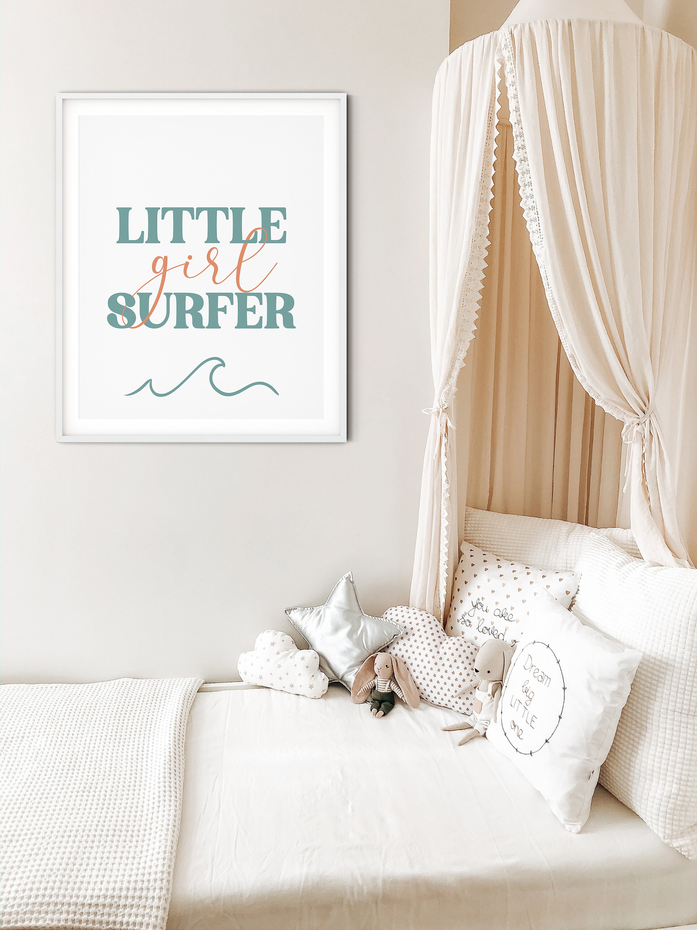 Little Surfer Girl Nursery Printable, Baby Shower Surfboard Theme, New ...